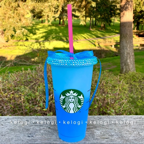 Starbucks | Other | Newstarbucks Custom Bedazzled Bling Blue Color ...